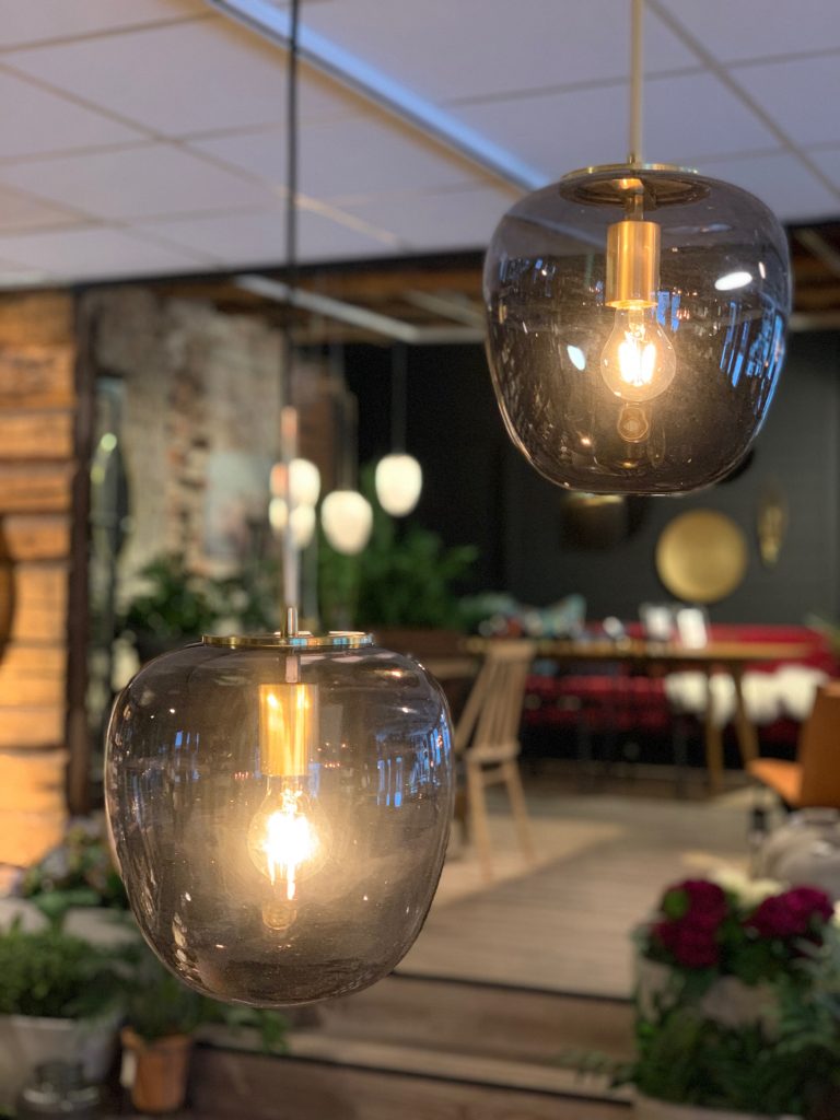 Taklampe - Smoked, glass & messing, small - Palma store