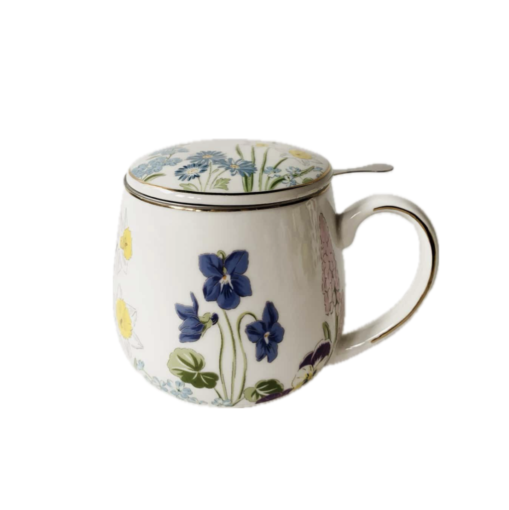 Tekopp med lokk og tesil "blomstereng" - Palma store