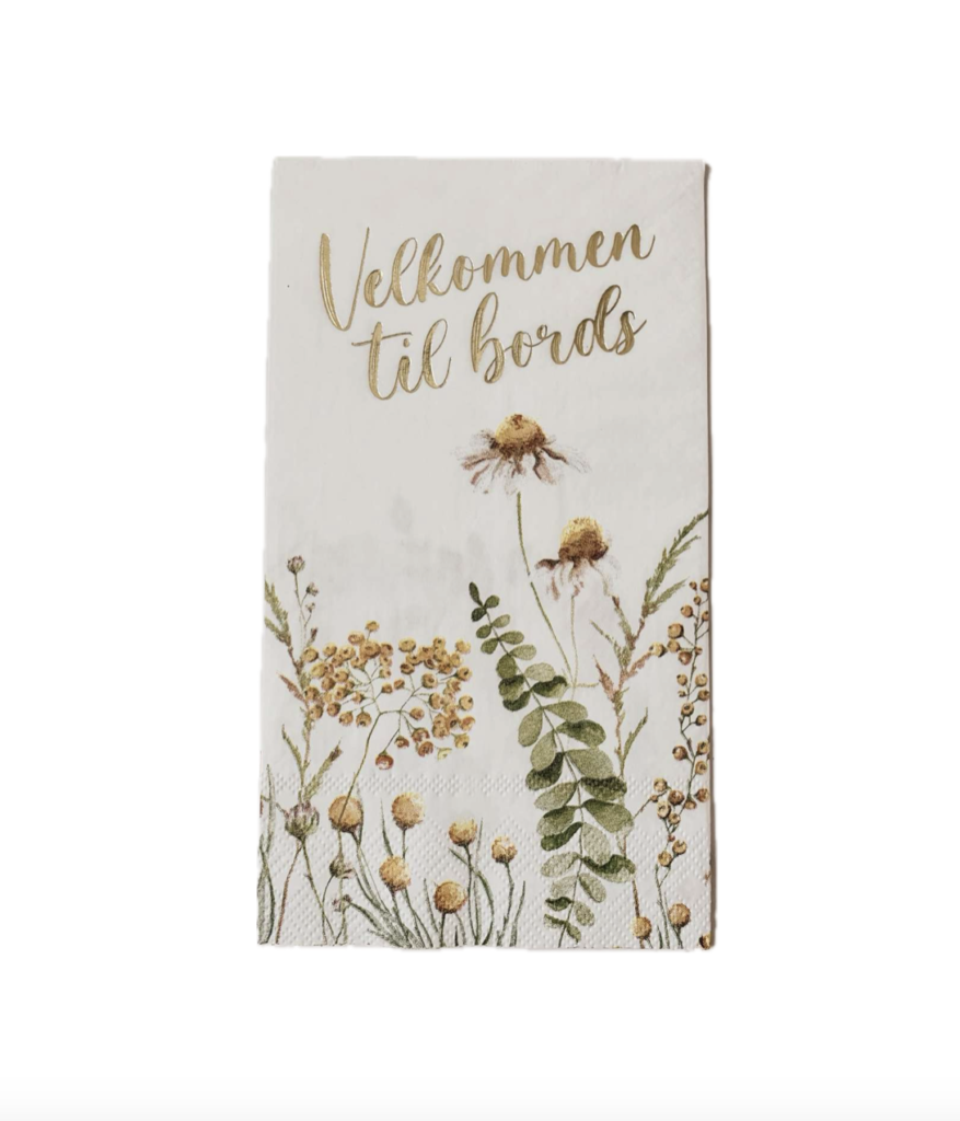 Servietter "Velkommen til bords" - Prestekrage - Palma store